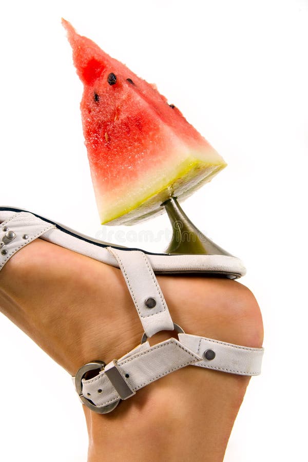 Woman S Leg with Slice of Watermelon Stock Image - Image of isolated ...