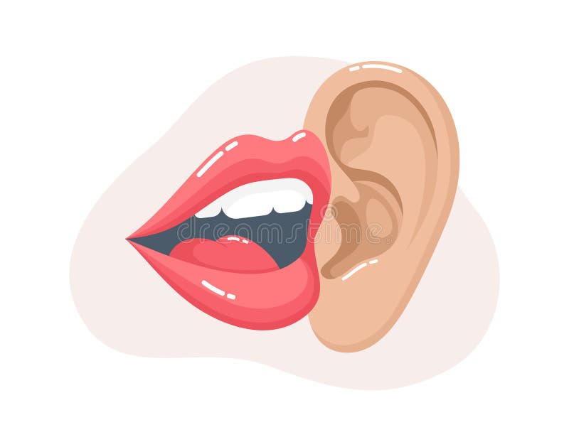 A Woman S Mouth Talking into the Ear. Vector Illustration Stock ...