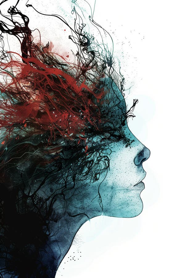 Woman S Profile with Abstract Swirls. Generative AI Stock Image - Image ...