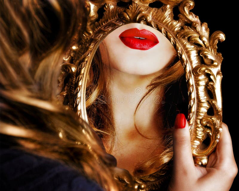 Woman s reflection stock photo. Image of pink, care, happy - 8049634