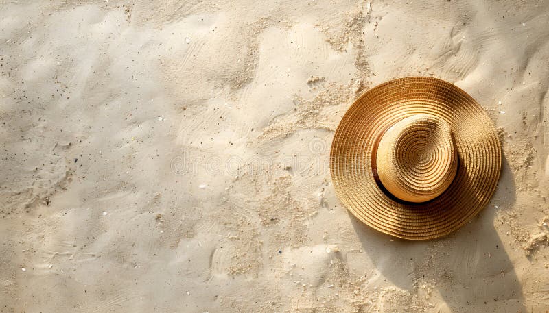 Woman S Straw Beach Hat on Sand on, View from Above, Copy Space for ...