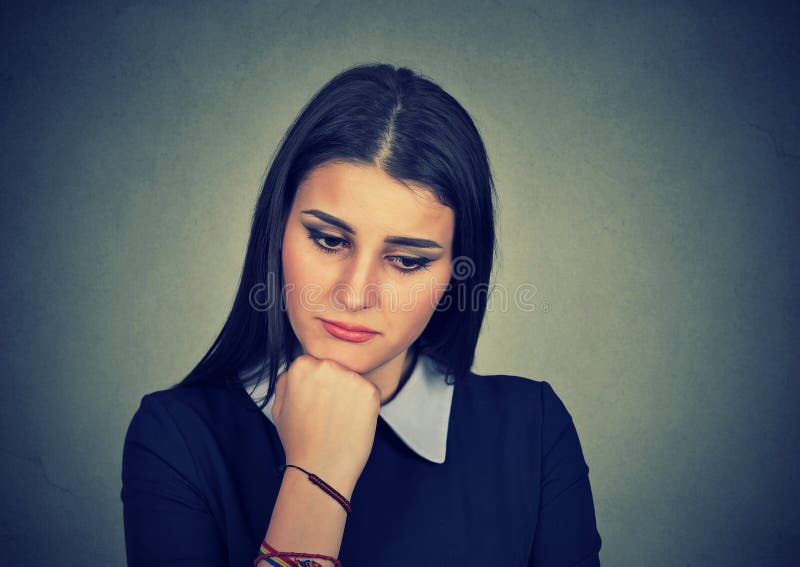 Woman with Sad Expression Looking Down Stock Photo - Image of ...