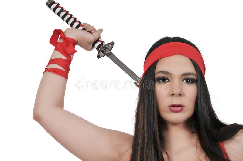 Woman Samurai Swordsman stock photo. Image of fight, latin - 93257192