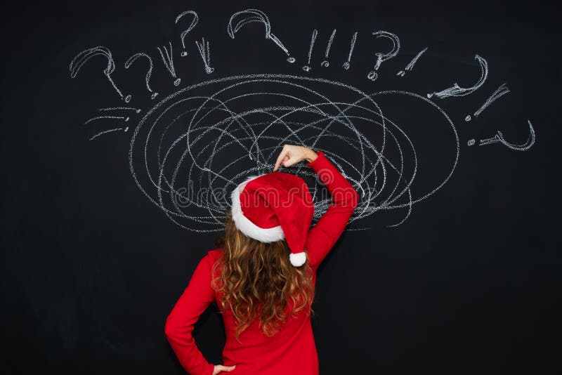 Woman with Santa Claus Hat and Expression of Problems Stock Image ...