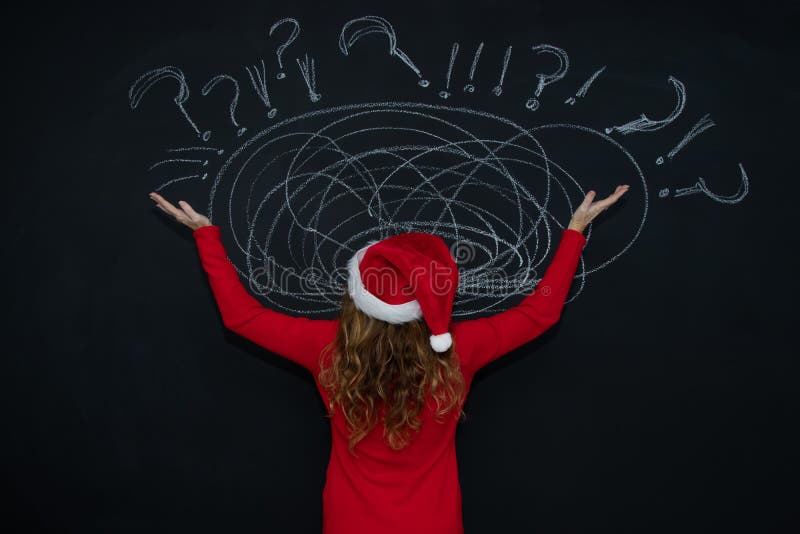 Santa Claus Hat and Expression of Problems and Stress at Christmas ...