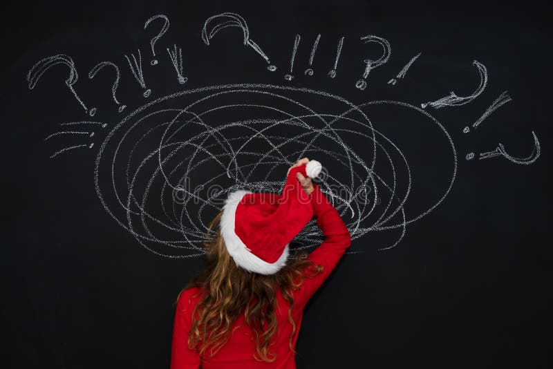 Woman with Santa Claus Hat and Expression of Problems Stock Image ...