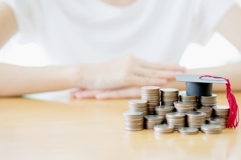 Woman Saving Education Coins Stock Image - Image of student, creativity ...