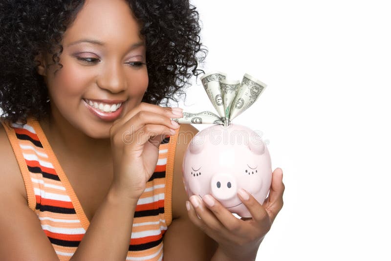 Girl Saving Money stock image. Image of hand, pink, bank - 9700679