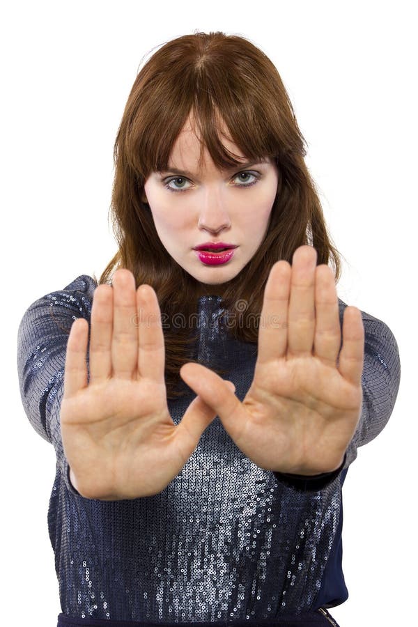 Woman Saying No With Hand Gesture Stock Photo - Image of adult, enough ...