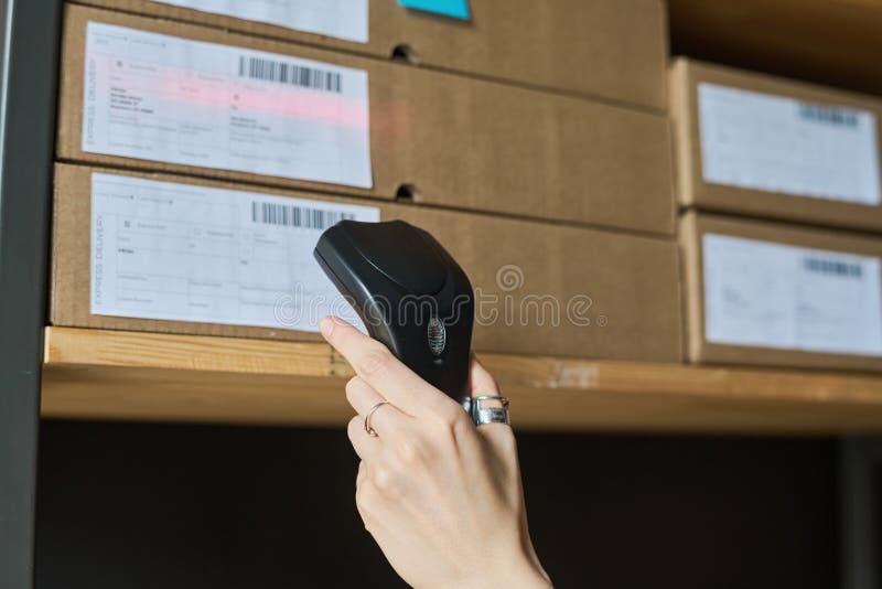 Woman Scanning Barcodes on Parcels Stock Image - Image of work ...