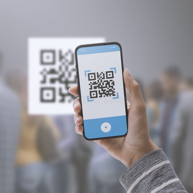 Woman Scanning QR Code from Invoice To Make Payment Using Fast Secure ...