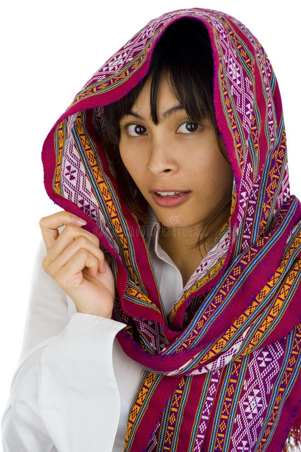 Woman with Scarf Over Her Head Stock Image - Image of fabric, beauty ...