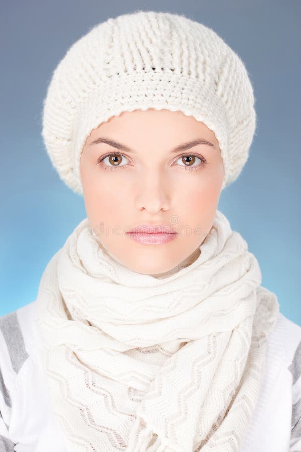 Woman with Scarf and Winter Cap Stock Photo - Image of beauty, woman ...