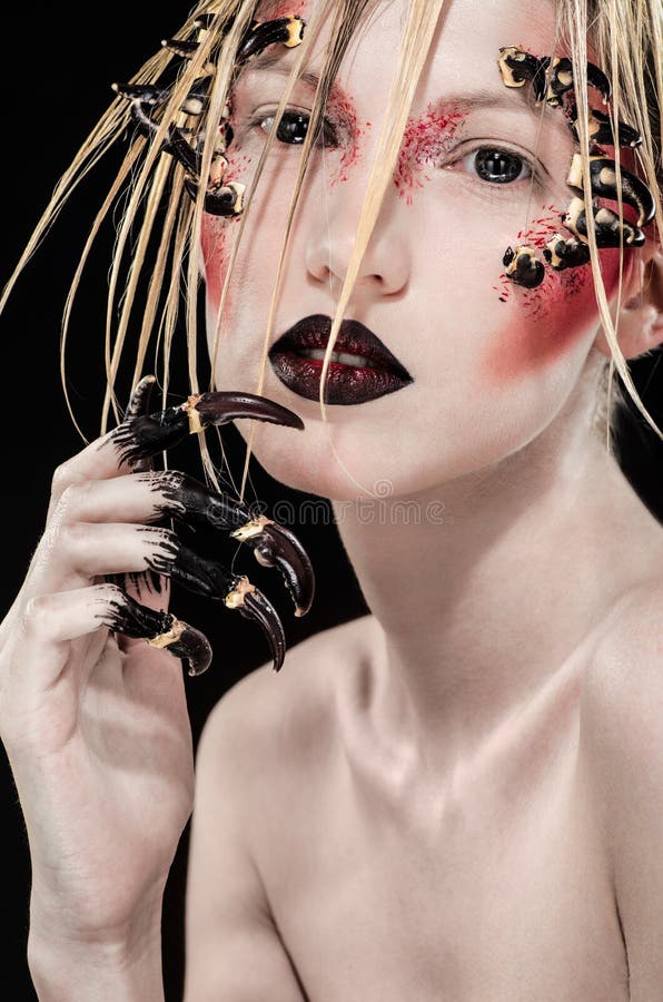 Woman with Scary Spikes on Face Stock Photo - Image of styling, style ...