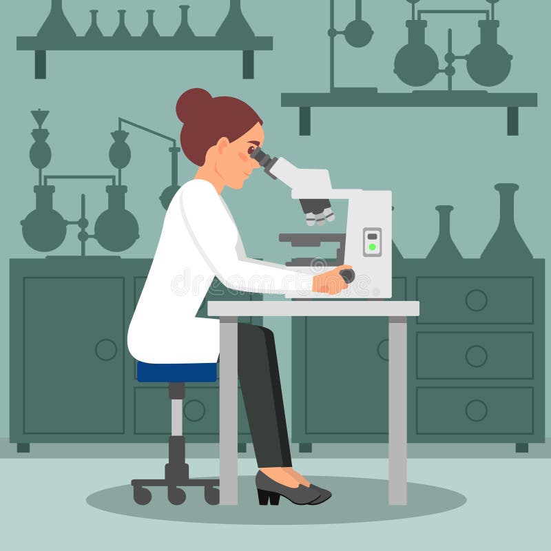Scientist Using A Microscope Stock Illustration - Illustration of ... Scientist Using A Microscope Stock Illustration - Illustration of ...