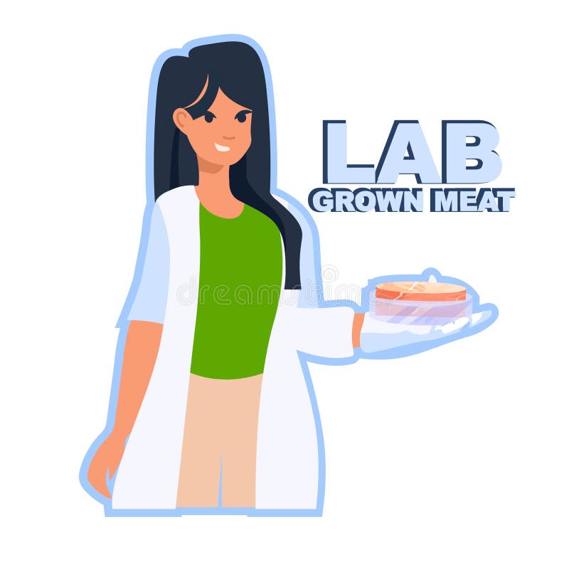 Woman Scientist Holding Cultured Red Raw Veal Made from Animal Cells ... Woman Scientist Holding Cultured Red Raw Veal Made from Animal Cells ...