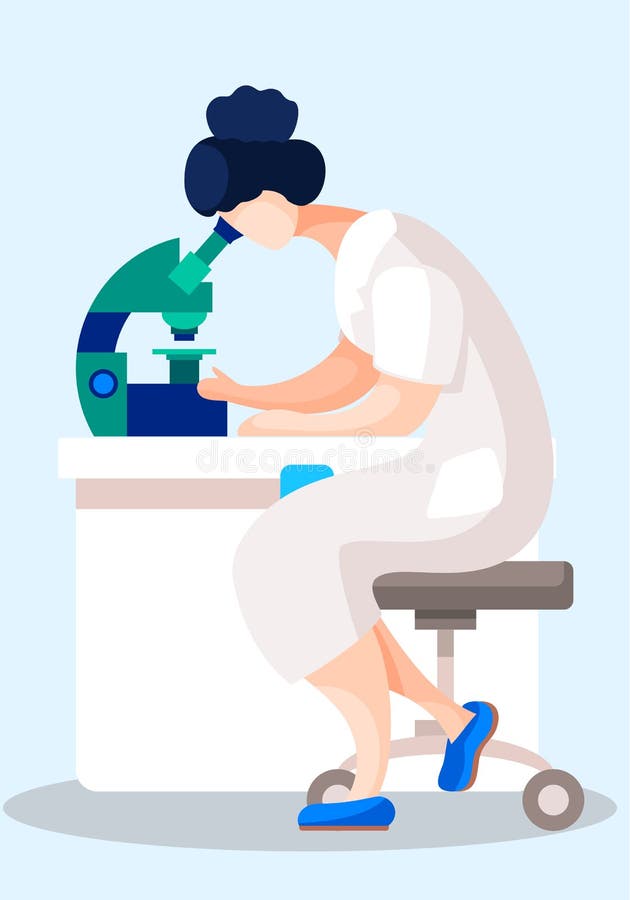 Woman Scientist Looking Microscope Stock Illustrations – 260 Woman ...