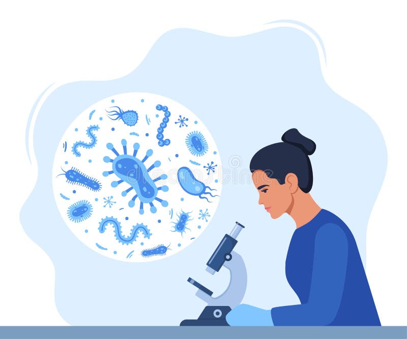 Woman Scientist, Microbiology Researcher with Microscope ...