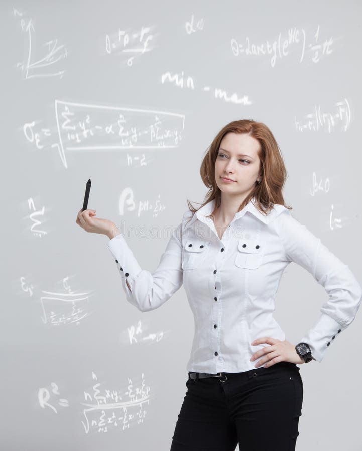 Woman Writing Mathematical Equations Stock Photos - Free & Royalty-Free ...