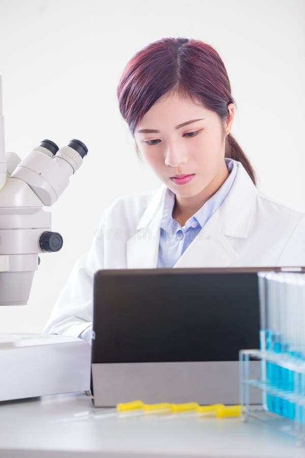 Woman Scientist Use Microscope Stock Image - Image of laboratory ...