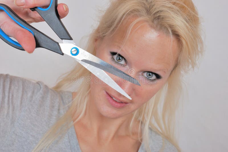 Woman with scissors stock image. Image of people, female - 52190853