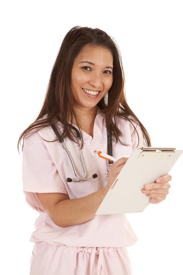 Woman scrubs smile chart stock photo. Image of copy, employee - 20100964