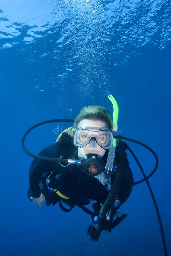 Woman Scuba Diver in Roatan Stock Image - Image of blue, photographer ...