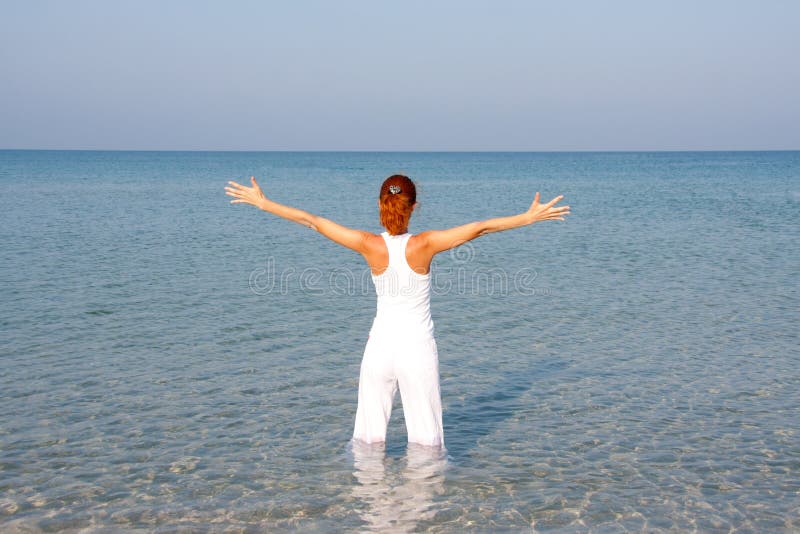 Woman in sea stock photo. Image of lifestyles, freshness - 15814490