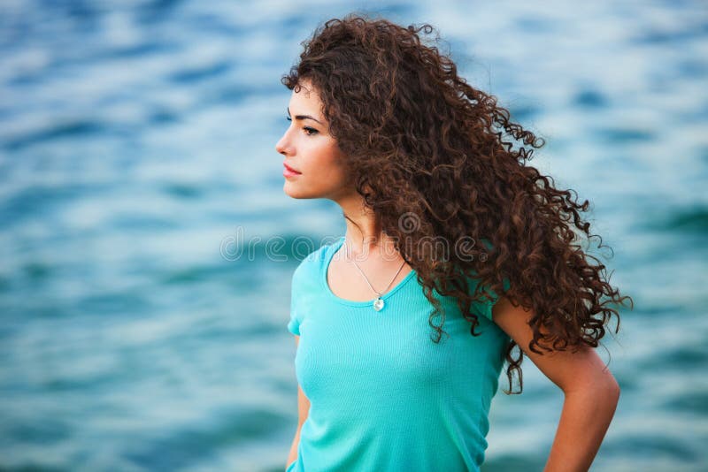 Woman and sea stock image. Image of portrait, woman, long - 25493735