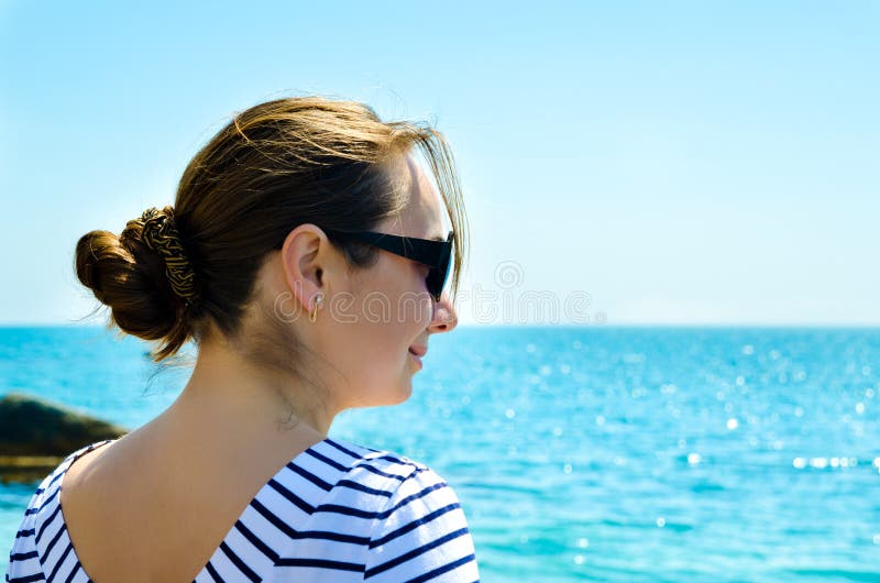 Woman at the sea stock image. Image of elegance, activity - 32823371