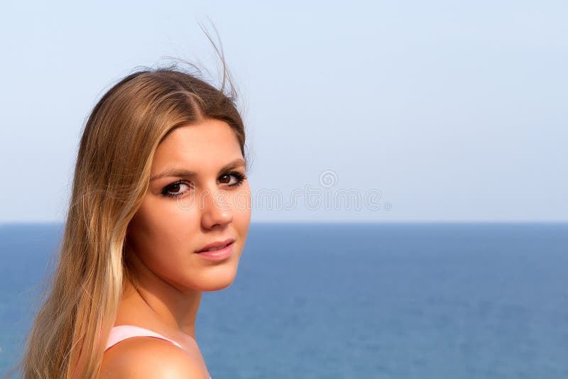 Woman at the sea stock photo. Image of female, happy - 33161810