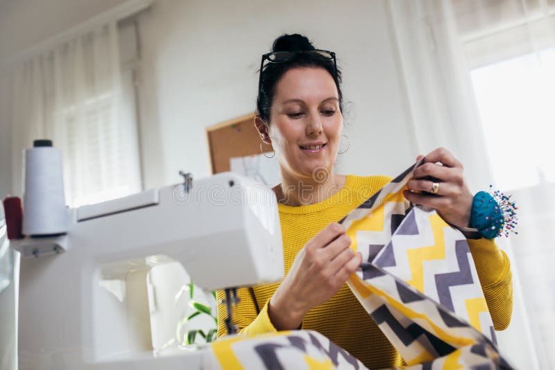 Woman Seamstress Work on the Sewing-machine Stock Image - Image of ...