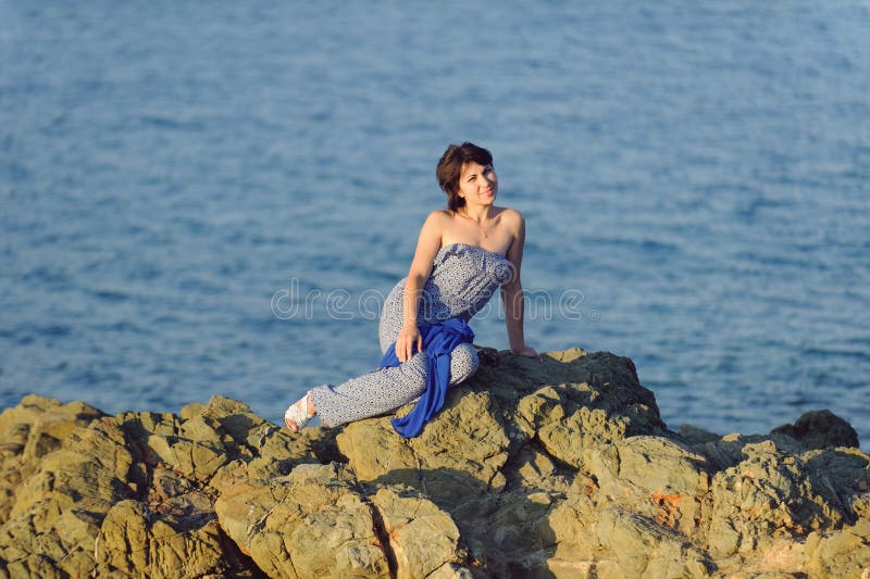 Woman at Seaside stock image. Image of expressing, beautiful - 42978657