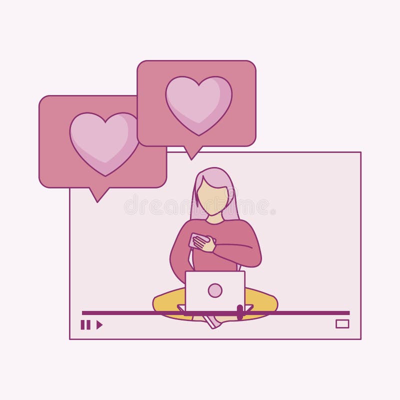 Woman Seated Using Laptop Computer with Speech Bubbles Stock ...