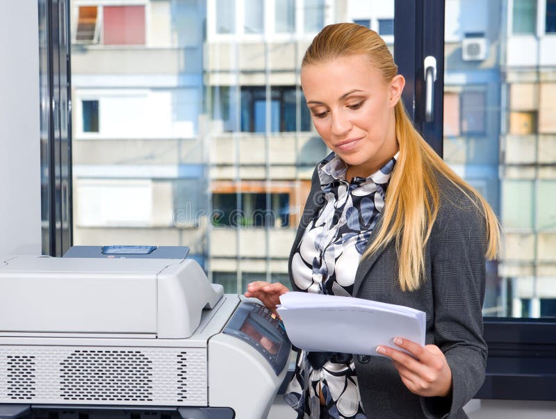 Woman Secretary with Copy Machine Stock Image - Image of copiers ...
