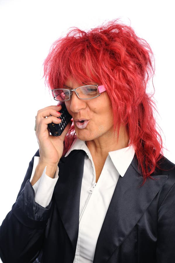 Woman Secretary with Red Hair Stock Photo - Image of telephone, office ...