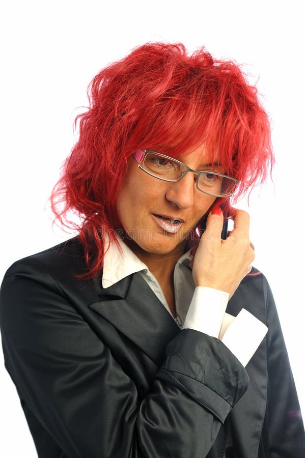 Woman Secretary with Red Hair Stock Photo - Image of expression, talk ...