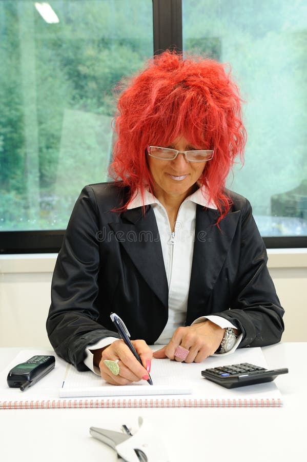 Woman Secretary with Red Hair Stock Image - Image of smile, woman: 13001095