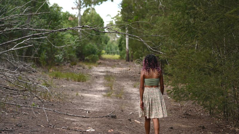 Woman Seen Walking Alone Along Pathway Stock Footage - Video of sunny ...