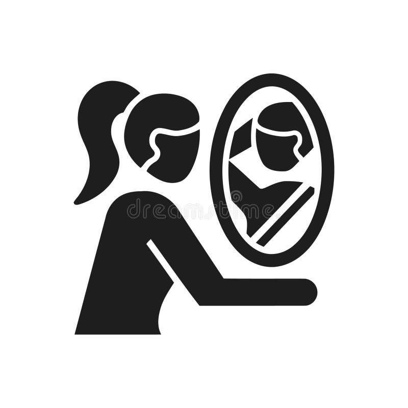 Woman Self Reflection Icon stock vector. Illustration of woman - 361856658