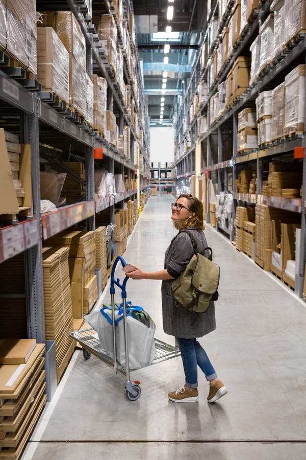 Woman in the Self-service Warehouse Stock Photo - Image of customer ...
