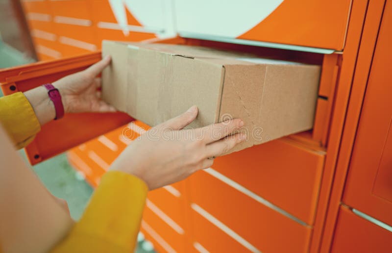 Woman sending mail stock image. Image of automatic, express - 254867133