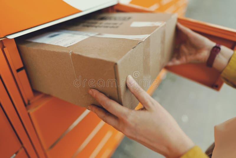 Woman sending mail stock photo. Image of hands, modern - 254867140
