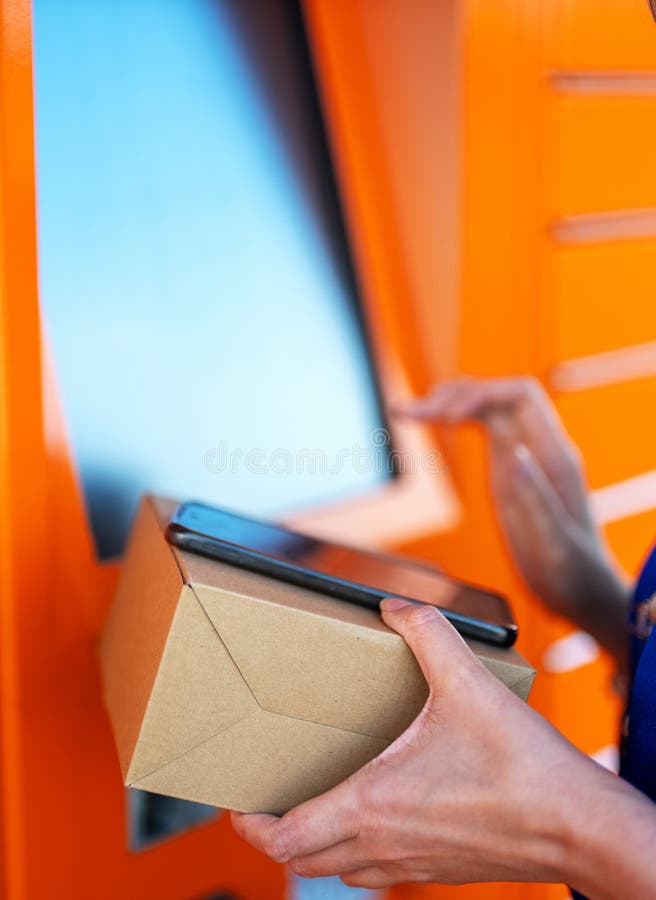 Woman sending mail stock image. Image of automated, europe - 299673165