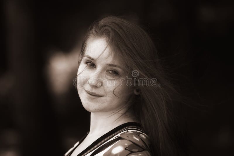 Woman sepia portrait stock photo. Image of naturallooking - 28206326
