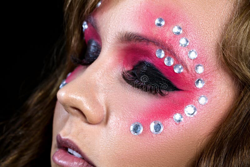 Woman with Sequins Around Eyes Stock Image - Image of patterned ...