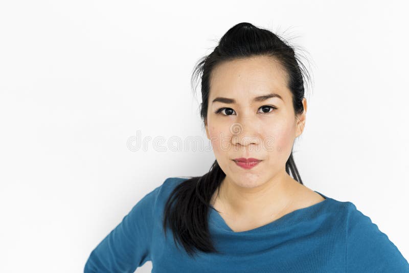 Woman Serious Studio Portrait Concept Stock Image - Image of emotion ...