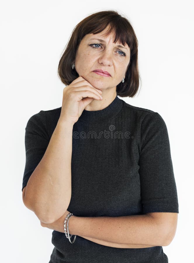 Woman Serious Studio Portrait Concept Stock Image - Image of look ...