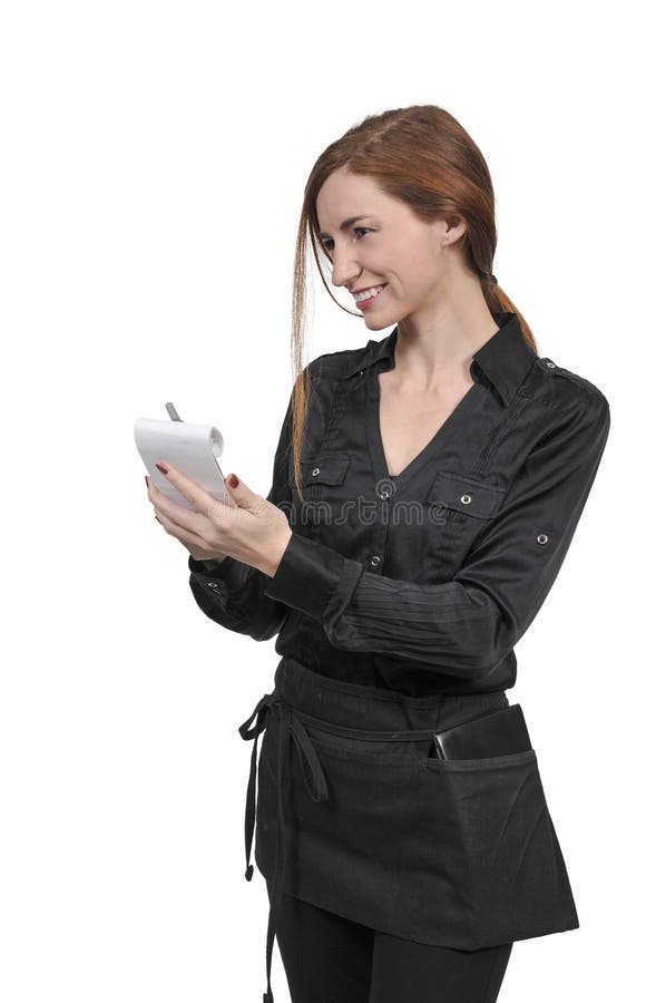 Woman server or waitress stock photo. Image of meal, drink - 87335406