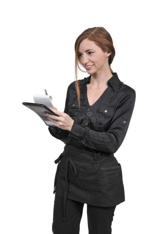 Woman server or waitress stock photo. Image of girl, female - 89352188